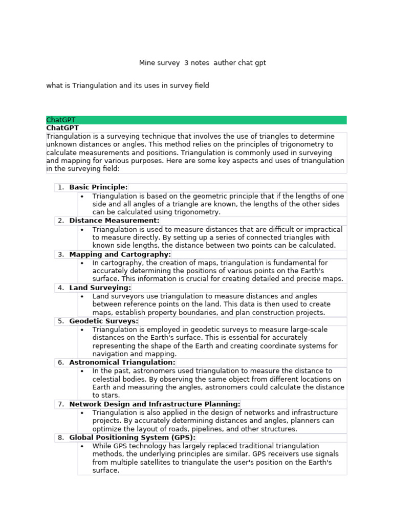 Mine Survey 3 Notes Auther Chat GPT | PDF | Surveying | Geodesy