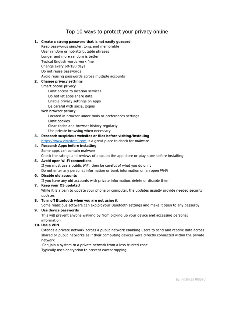 Top 10 Ways To Protect Your Privacy Online | PDF