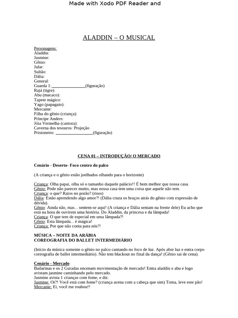 Aladdin - o Musical (Script) | PDF