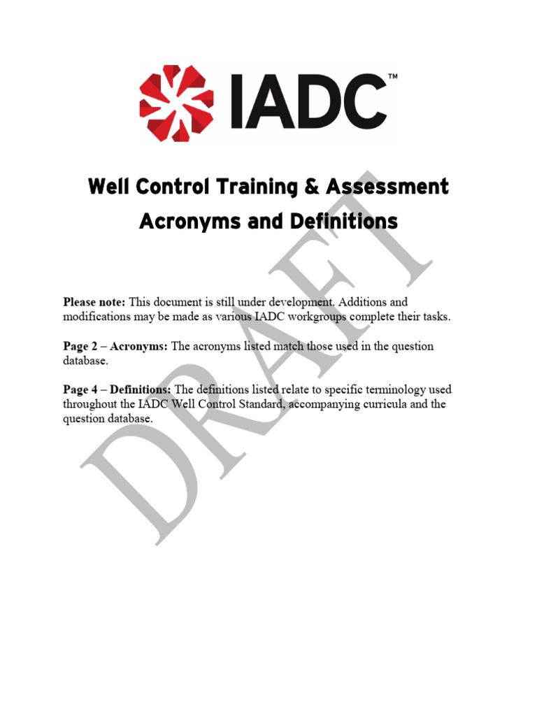 Well Control Acronyms & Definitions | PDF | Casing (Borehole) | Pressure