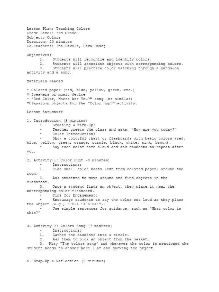 Colors-Lesson-plan- | PDF
