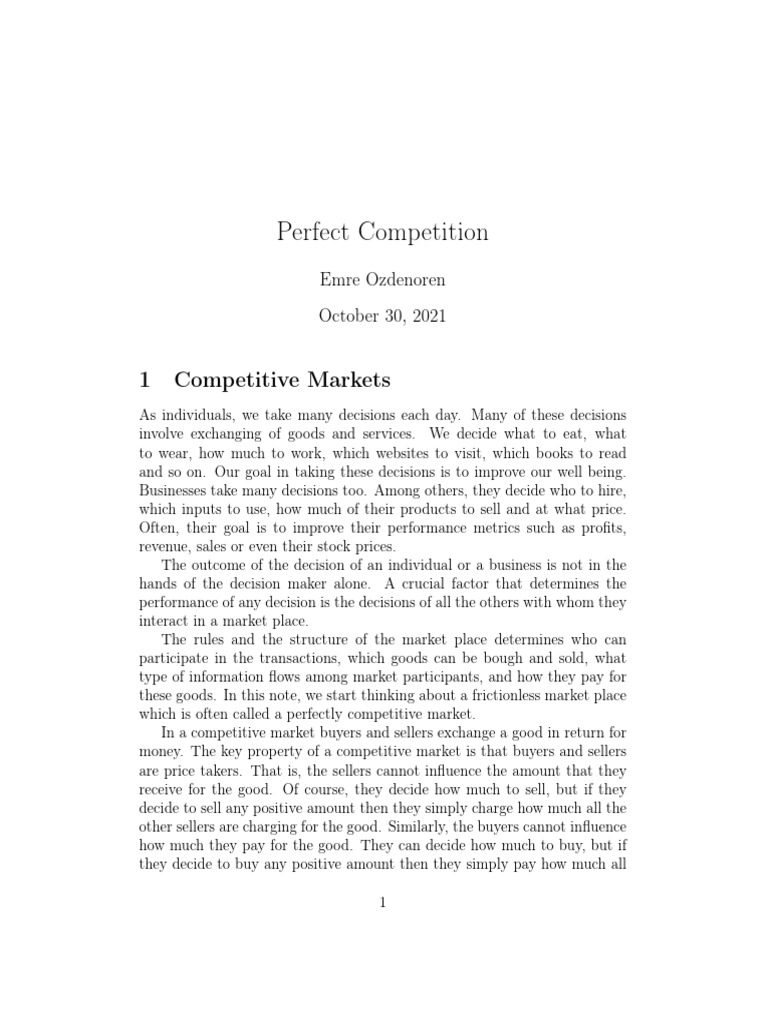 Perfect Competition Explained | PDF | Supply And Demand | Demand