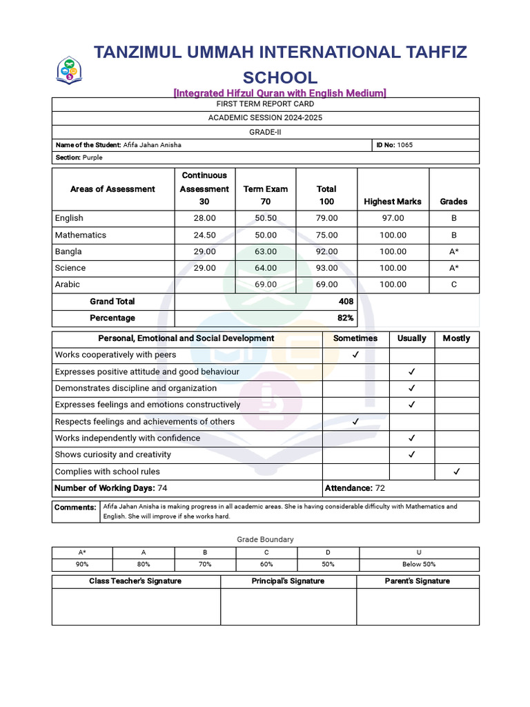 Grade II First Term Report Cards 2024-2025 | PDF | Disciplines | Creativity