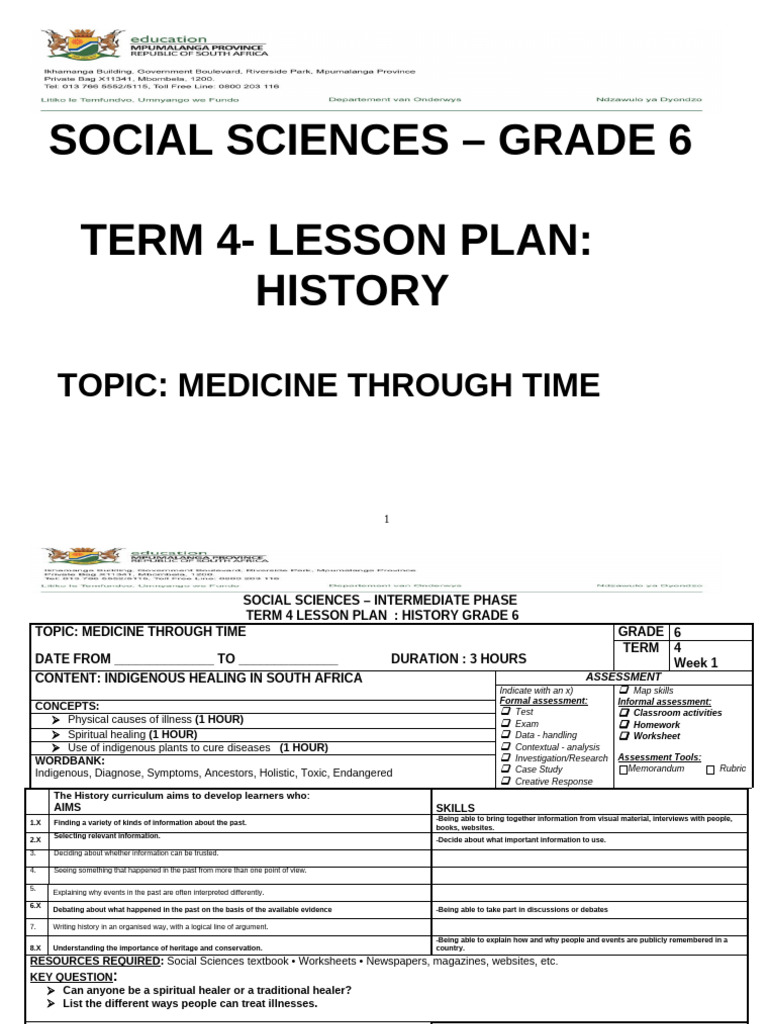 Term 4-Grade 6 History SS Lesson Plans | PDF | Tuberculosis | Faith Healing