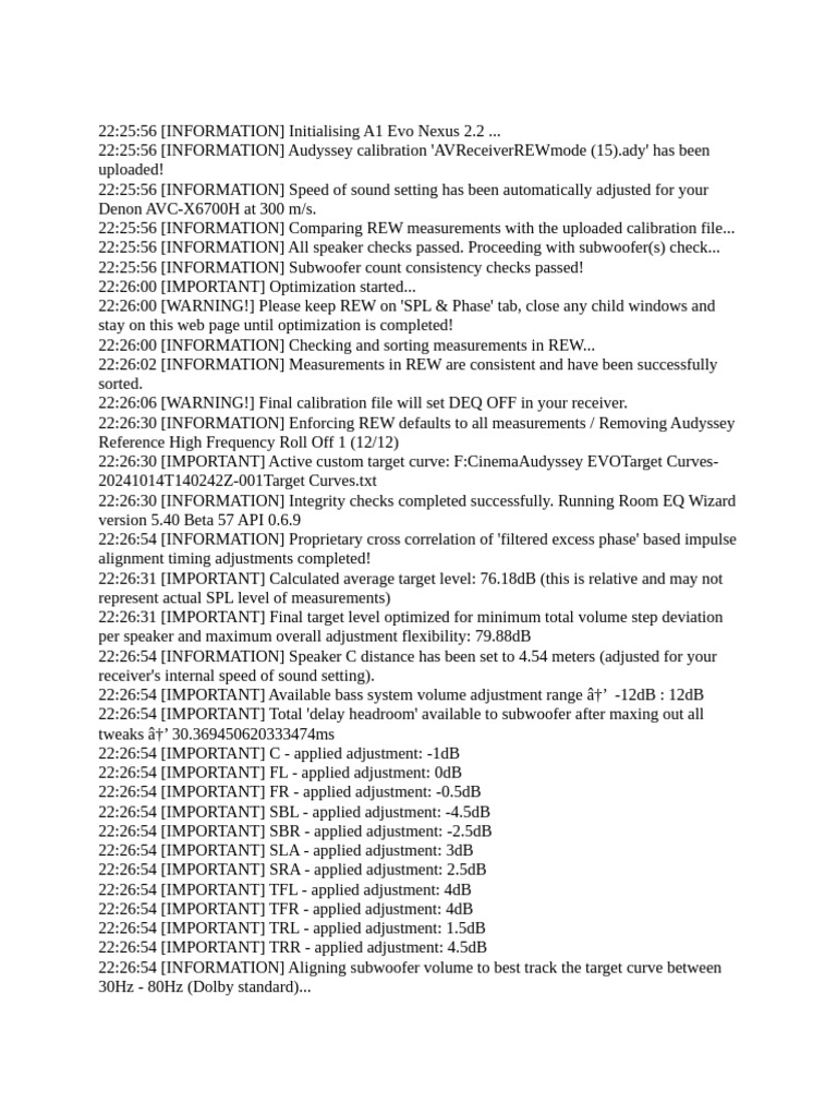 Nexus 2.2 Log 20241016 - 2230 | PDF | Loudspeaker | Equalization (Audio)