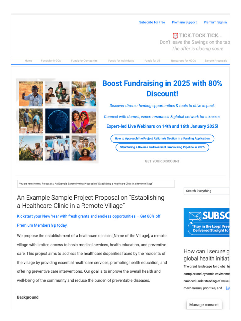 An Example Sample Project Proposal On "Establishing A Healthcare | PDF ...