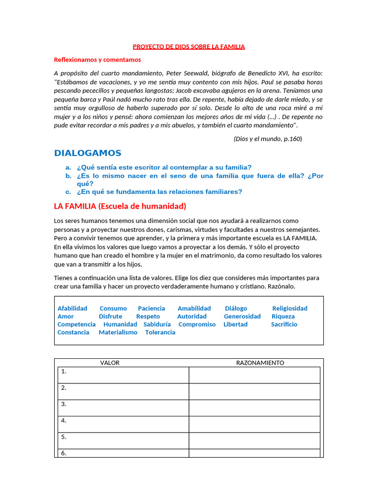 PROYECTO LA FAMILIA 4to Sec | PDF