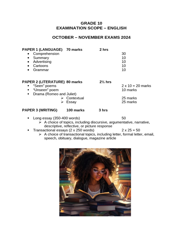 Grade 10 English Exam Guide | PDF