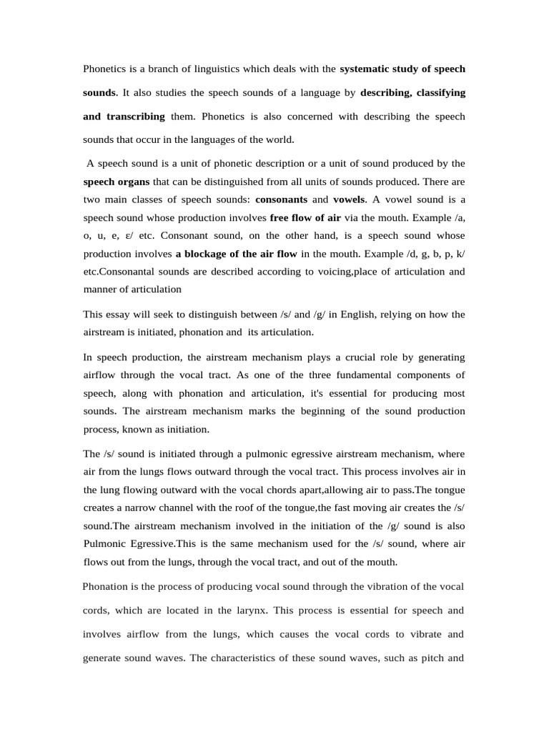 Phonetics: Distinguishing /s/ and /g/ | PDF | Phonetics | Speech