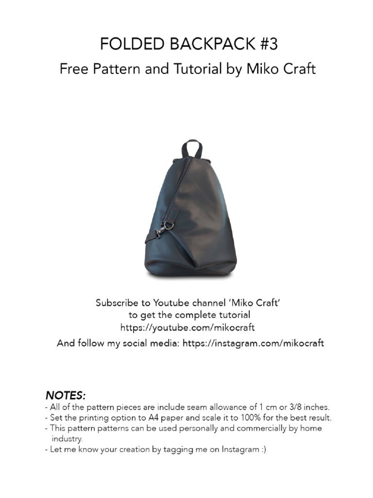 Folded Backpack - Free Pattern and Tutorial by Miko Craft | PDF