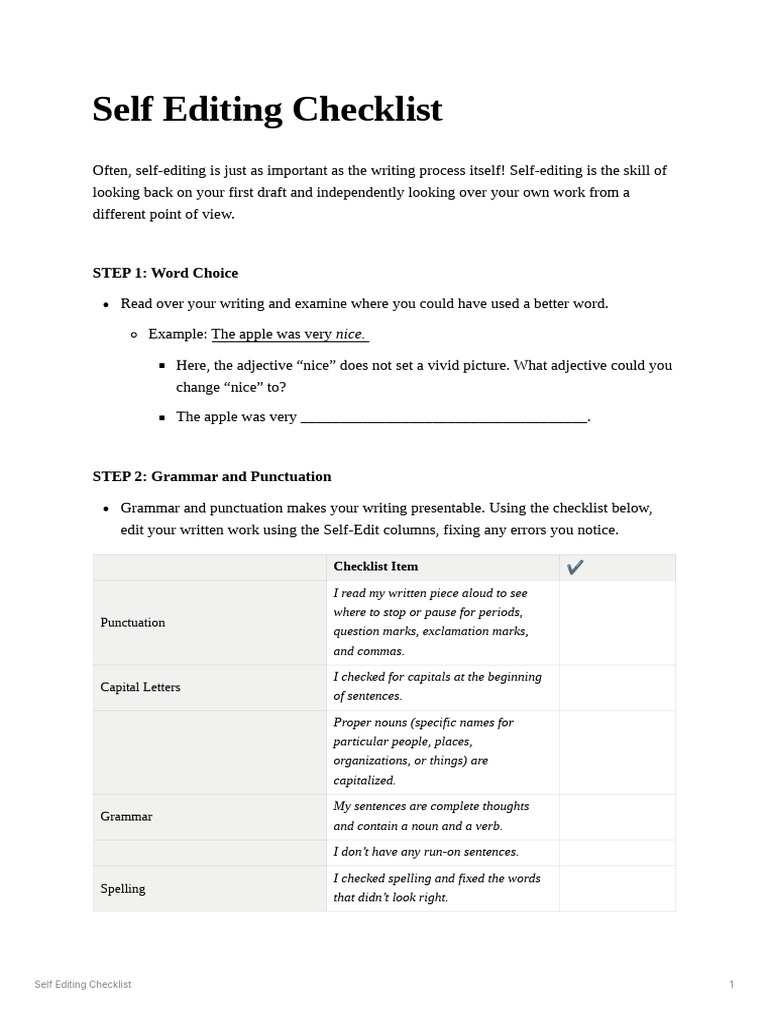 Self_Editing_Checklist_ | PDF | Punctuation | Languages