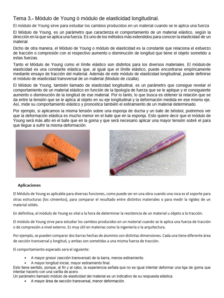 Módulo de Young Ó Módulo de Elasticidad Longitudinal. | PDF | El módulo ...