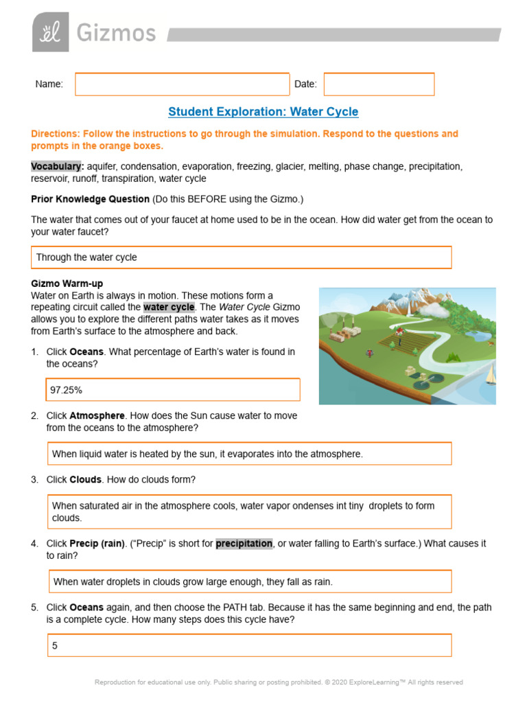 Nathan Davis - Water Cycle Gizmo - 10308447 | PDF | Water Cycle | Water