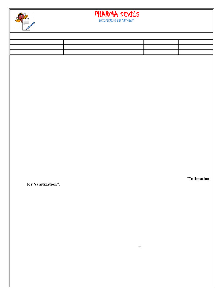 SOP For Sanitization of WFI Storage and Distribution System | PDF ...