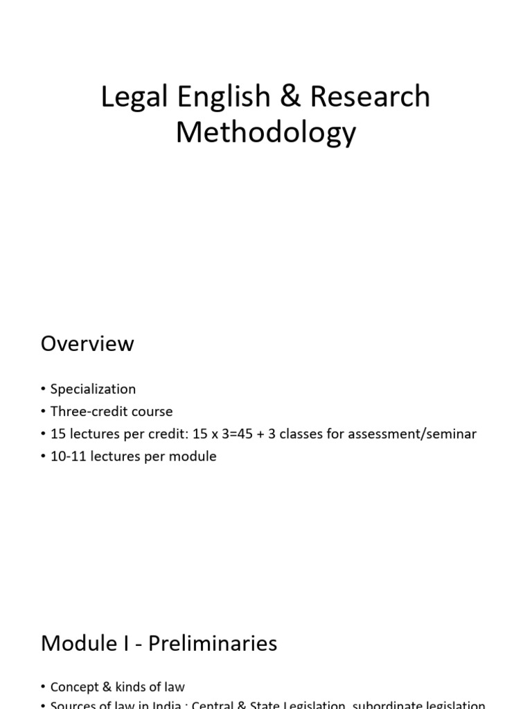 Legal English Research Methodology - Introduction | PDF