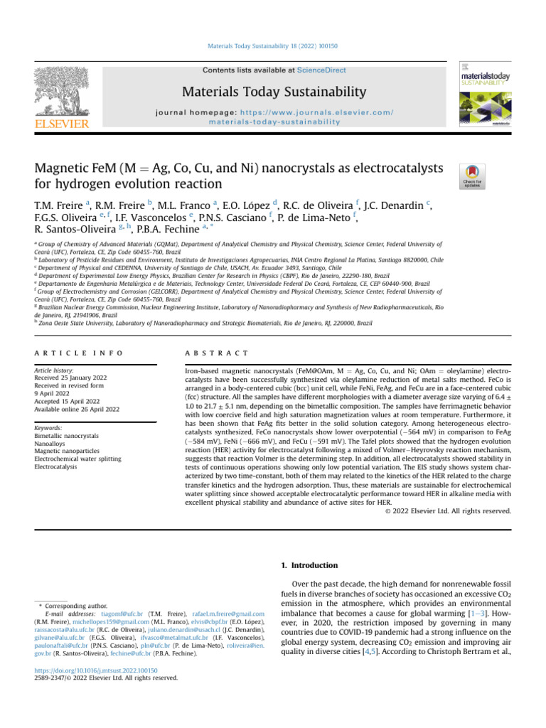 Magnetic FeM Nanocrystals for HER | PDF | Nanoparticle | Scanning ...