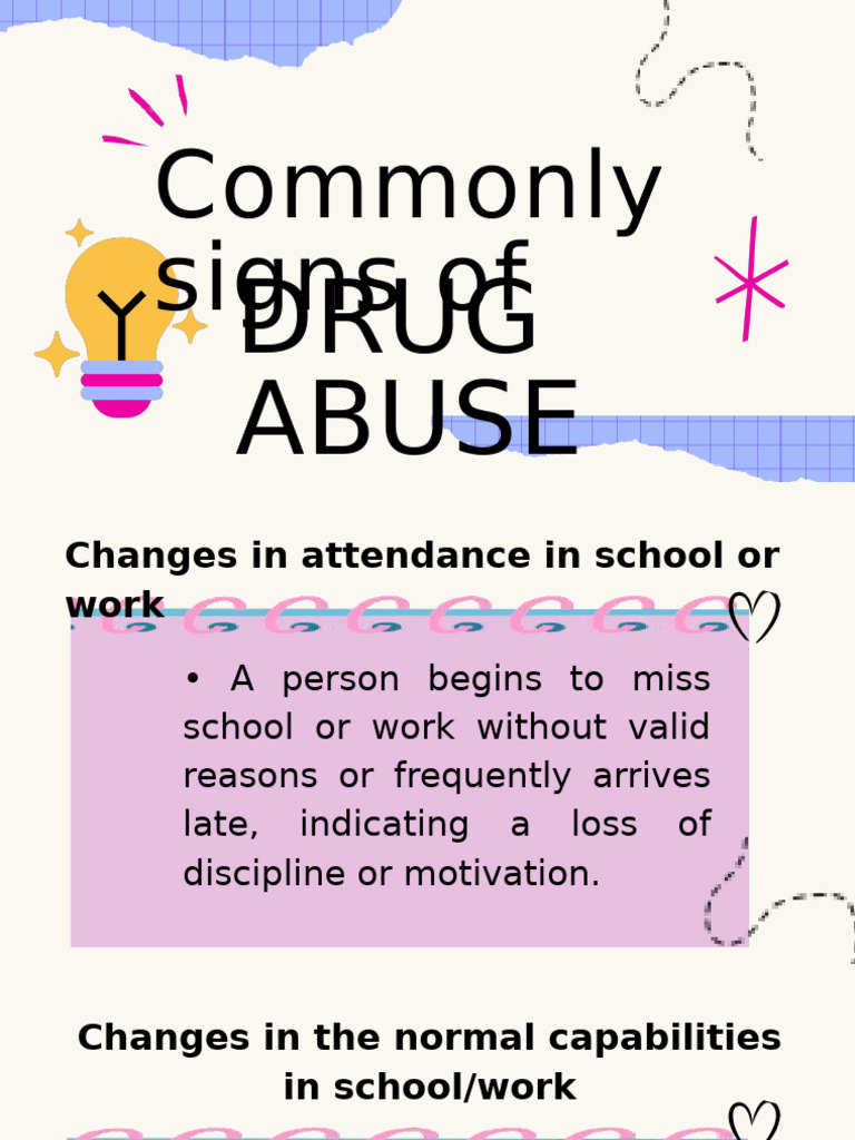 Signs of Drug Abuse to Watch For | PDF | Clothing | Psychology