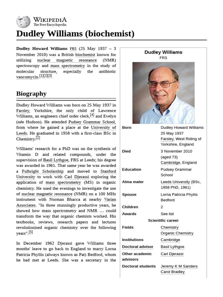 Dudley Williams (Biochemist) | PDF | Scientific Techniques | Physical ...