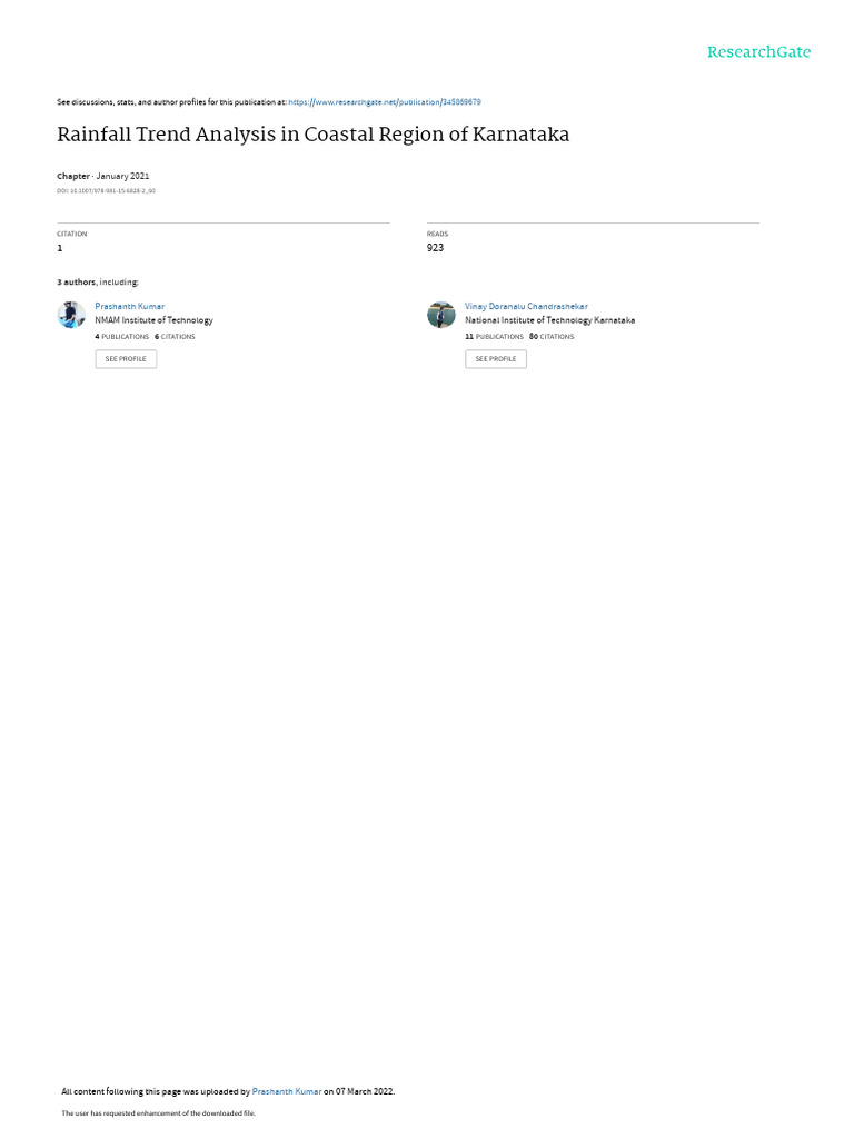 Rainfall Trend Analysis in Coastal Region of Karnataka | PDF | Climate ...