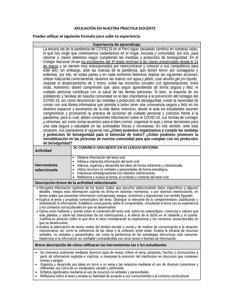 Aplicación en Nuestra Practica Docente | PDF | Información | Parcialidad
