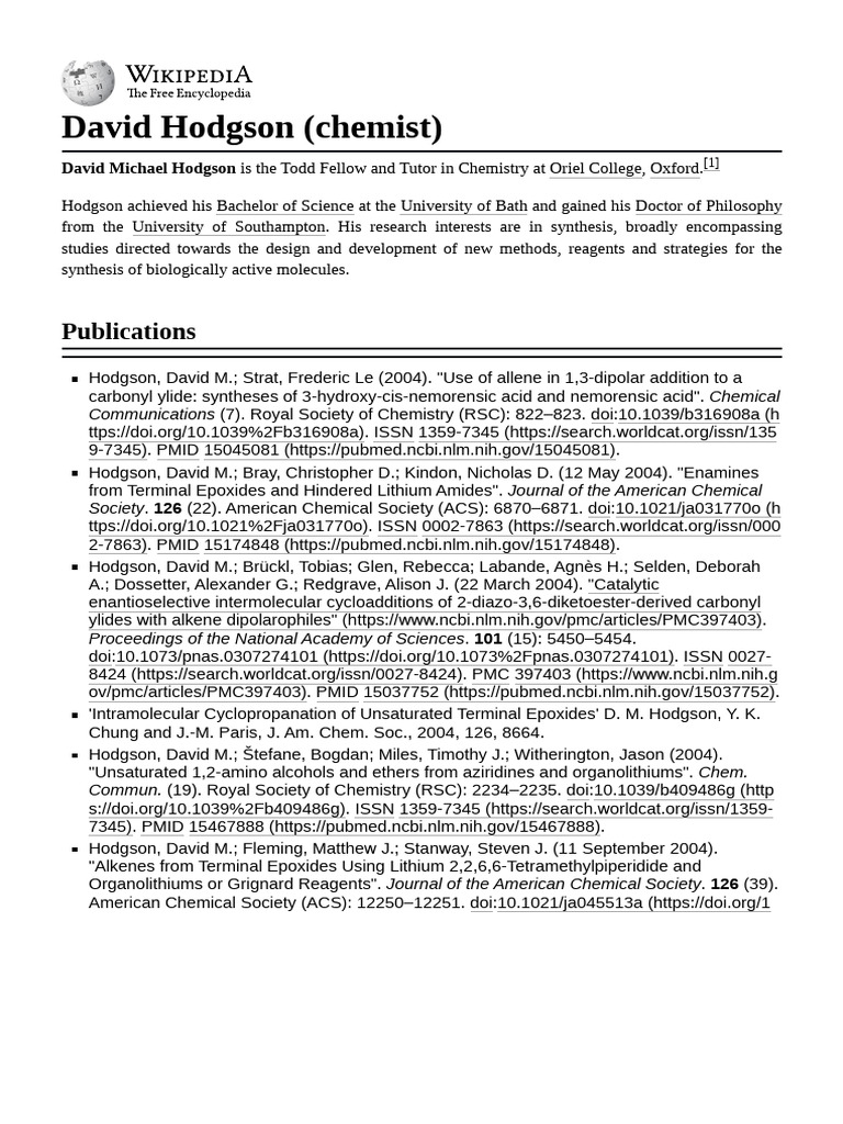 David_Hodgson_(chemist) | PDF | Organic Reactions | Unit Processes
