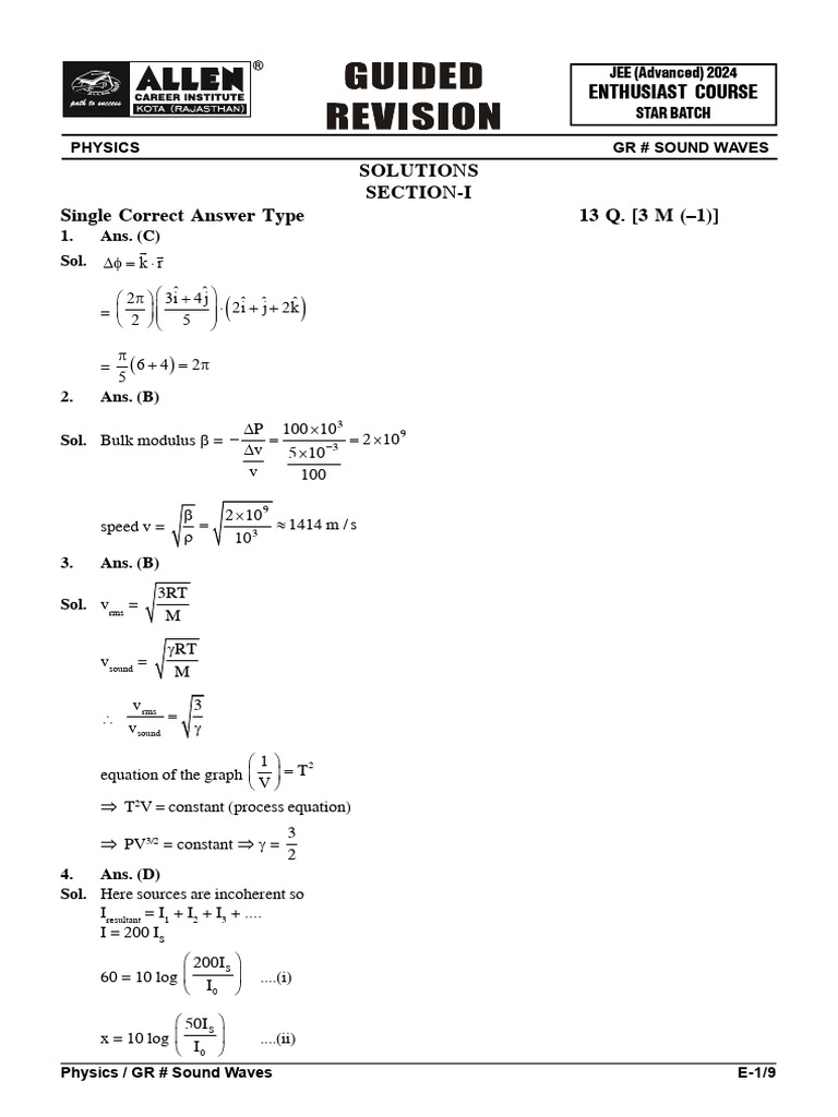 30 - GR (Sound Waves) - Solution | PDF | Scientific Phenomena | Mechanics