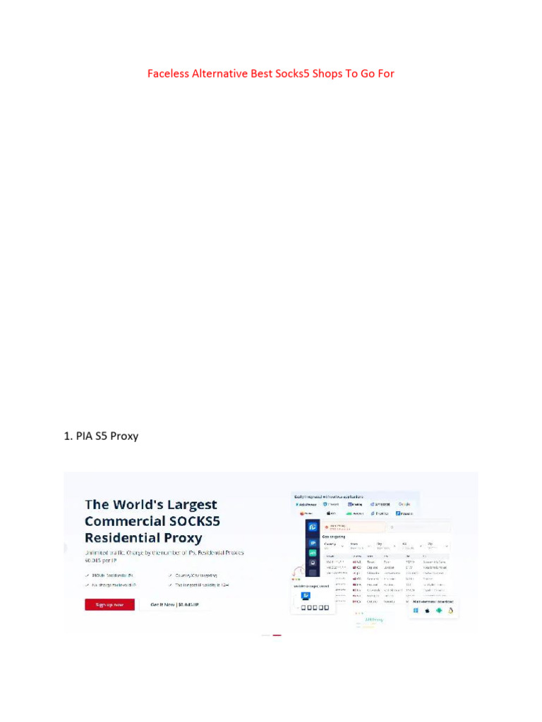 Faceless Alternative Best Socks5 Shops To Go For | PDF | Proxy Server ...