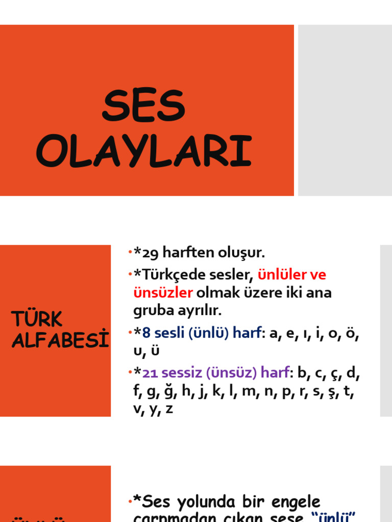 Harfler Ve Ünlülerle İlgi̇li̇ Ses Olaylari | PDF
