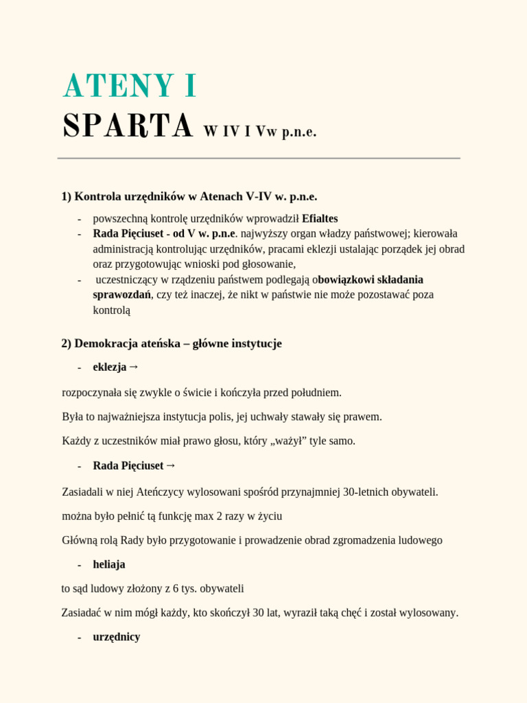Ateny I Sparta IV I V Wiek | PDF