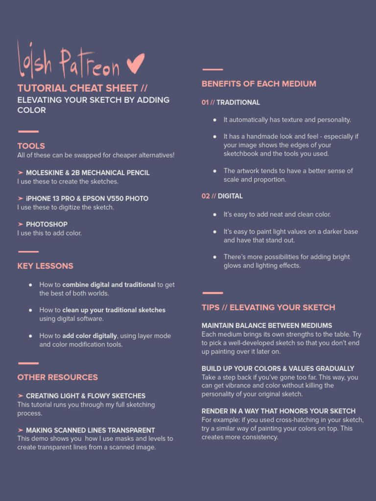 2212 - Tutorial Cheat Sheet | PDF | Image Scanner | Artistic Techniques