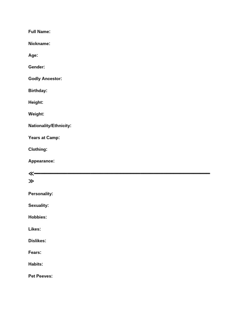 Character Profile Template for RPGs | PDF