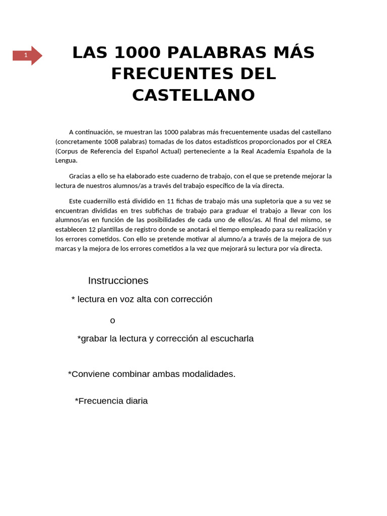 1000 Palabras Frecuentes en Castellano | PDF | España | Papa Francisco