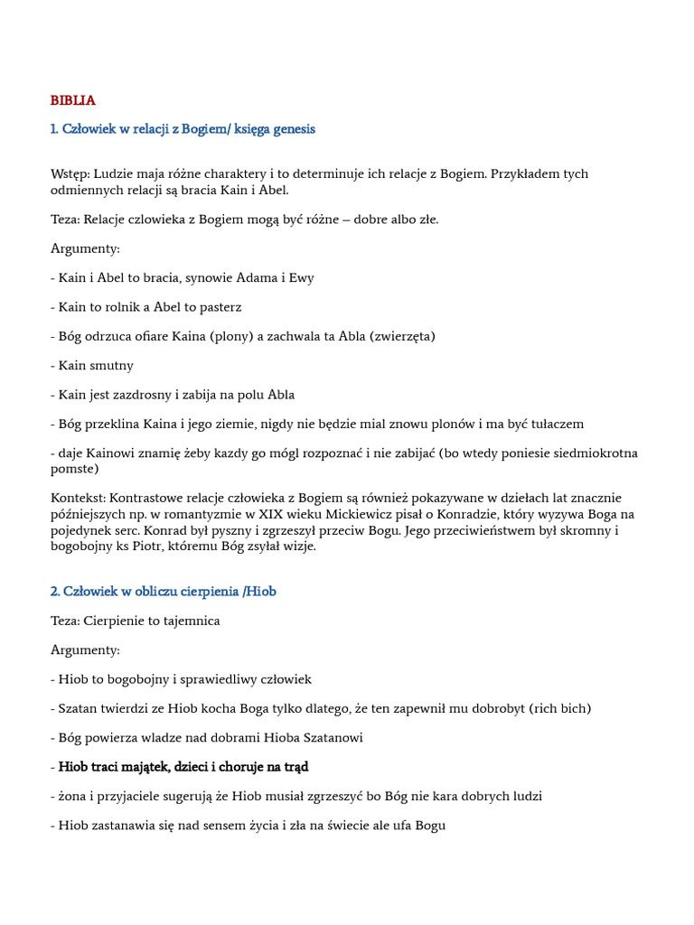 BIBLIA Polski Matura | PDF