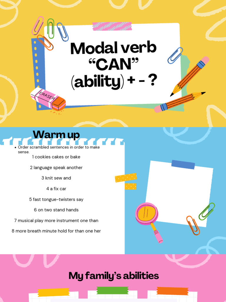 2 Modal Verb "CAN" (Ability) + - Q | PDF