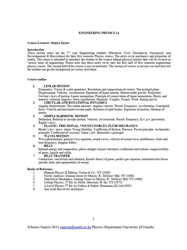 Engineering Physics 1a 0 | PDF | Force | Friction