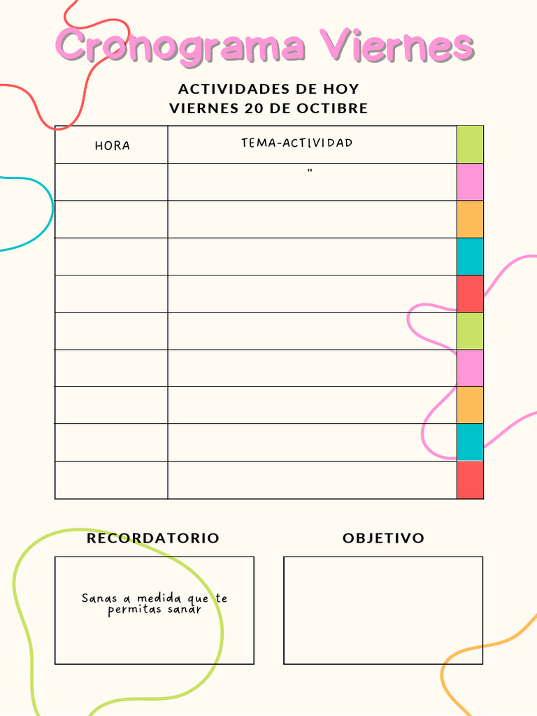Documento A4 Planeador Diario Minimalista Multicolor | PDF