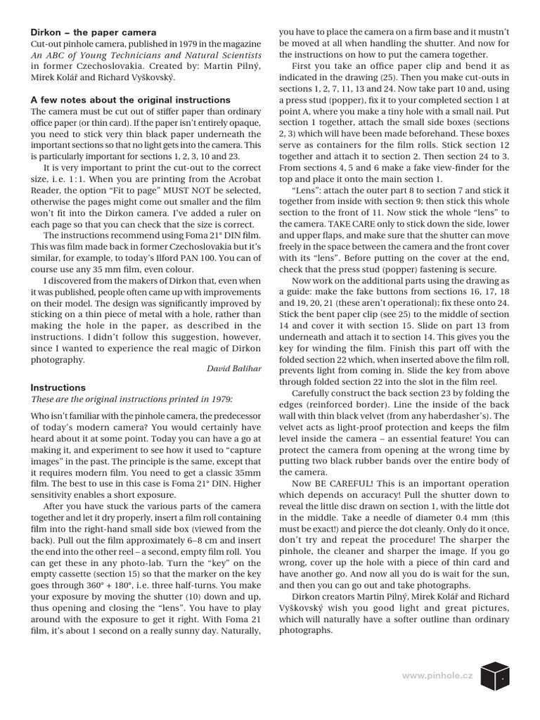 DIY Pinhole Camera Guide | PDF | Business