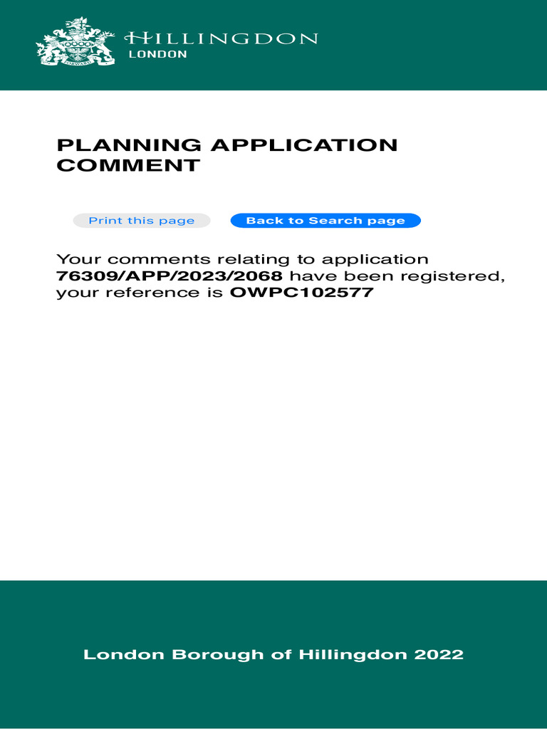 Hillingdon Planning Application 2022 | PDF