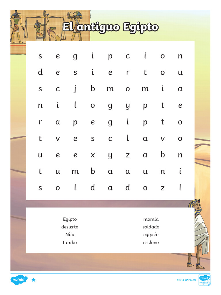 El Antiguo Egipto Sopa de Letras | PDF | Antiguo Egipto | Tutankamón