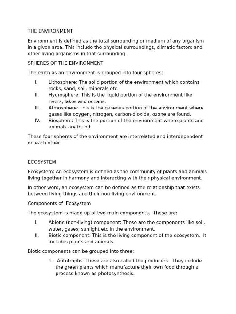 The Environment and Ecosystem | PDF | Ecosystem | Natural Environment