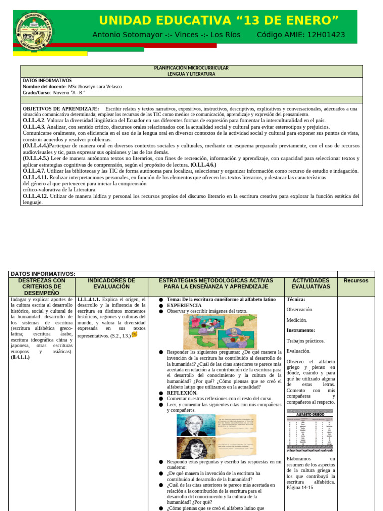 Lengua 9no Todo El Año | PDF | Escritura | Aprendizaje