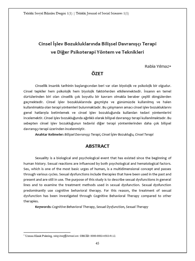Cinsel - Lev Bozukluklar - Nda Bili - Sel Davran - Terapi Ve Di - Er Psikoterapi Y - Ntem Ve ...