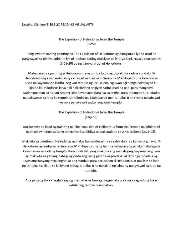 The Expulsion of Heliodorus | PDF