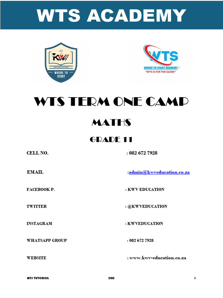 WTS Grade 11 Mathematics Tutoring | PDF