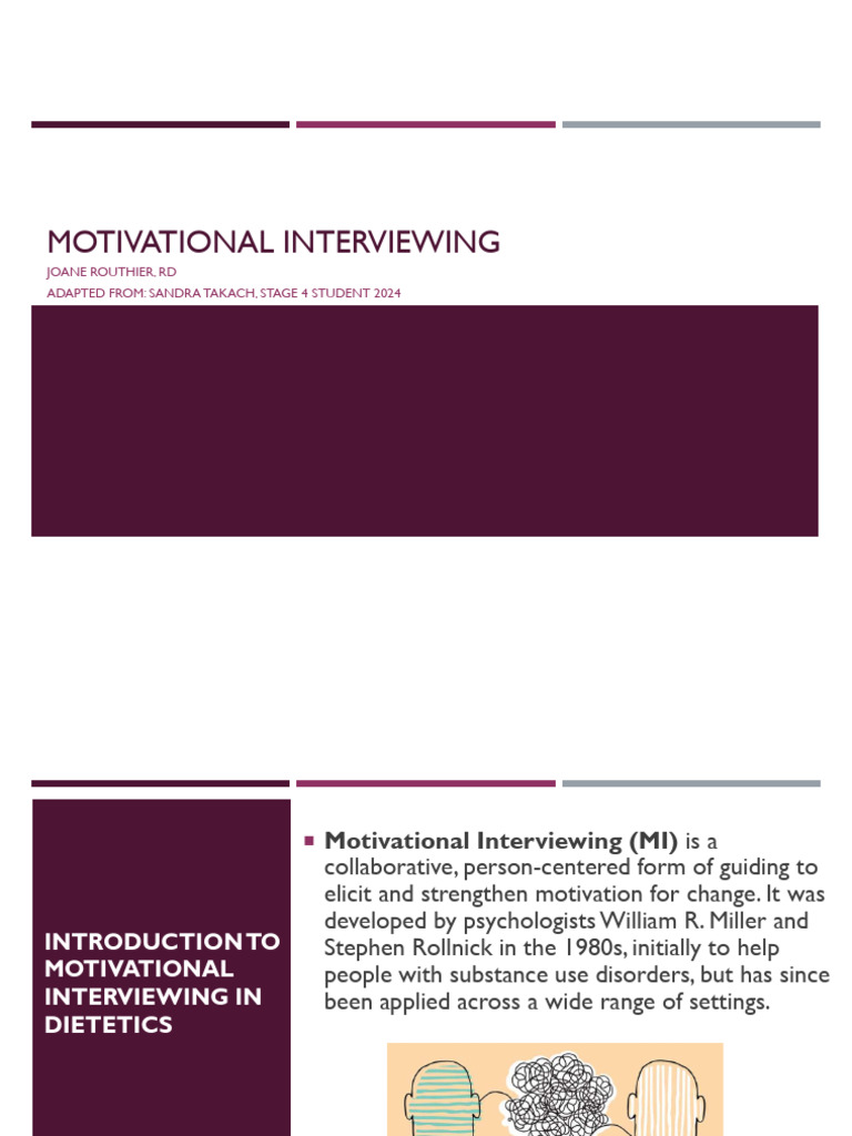 Motivational Interviewing in Dietetics | PDF | Motivation | Motivational
