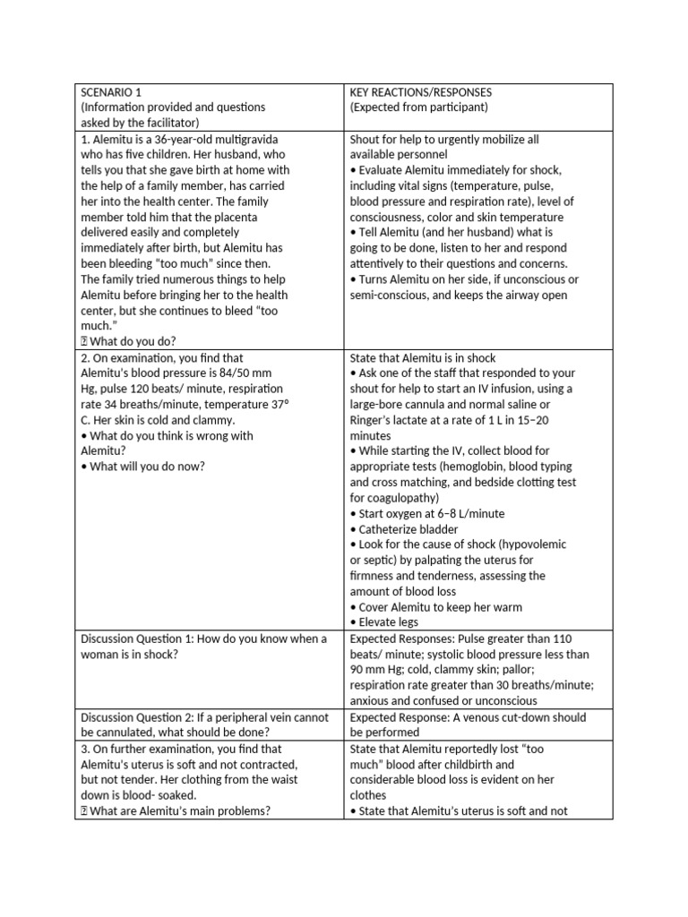 Scenario 1 | PDF | Shock (Circulatory) | Blood