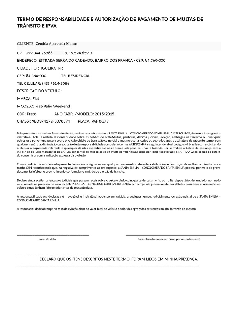 Termo de Multa | PDF