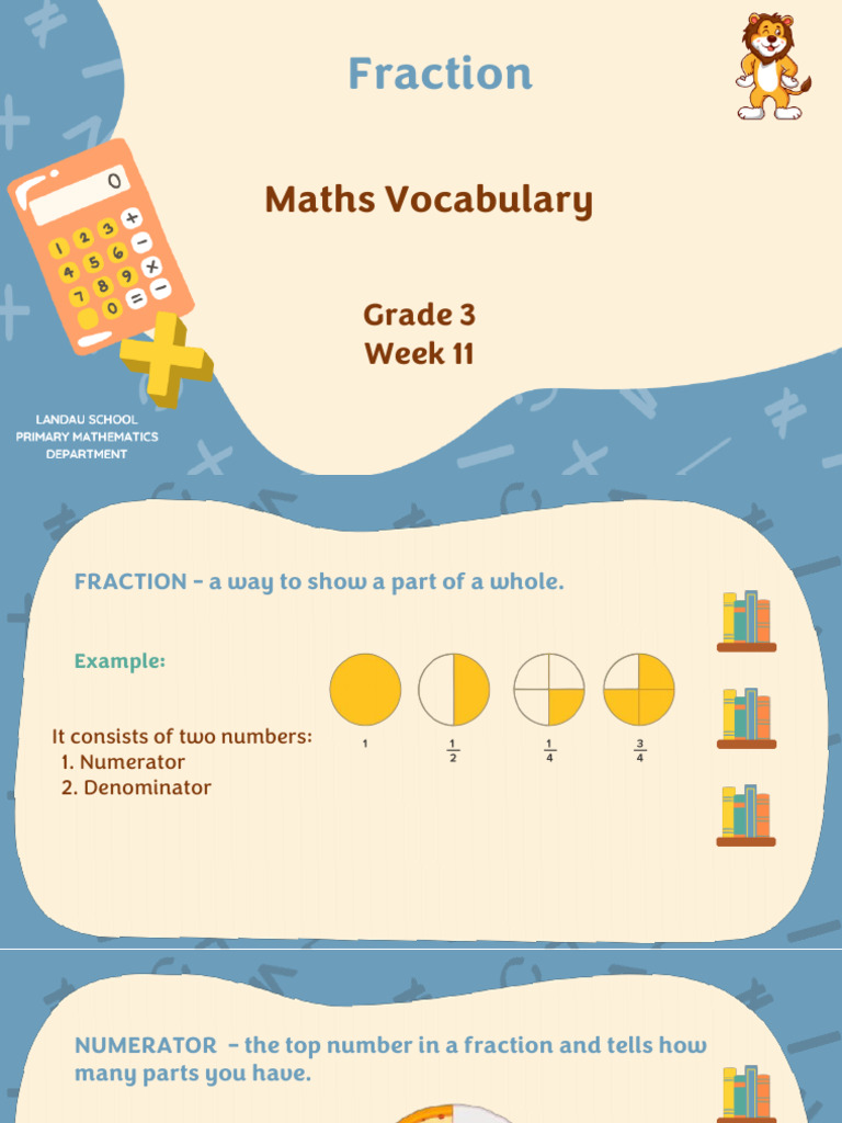 Grade 3 Fraction Vocabulary Guide | PDF | Mathematical Notation | Lexicology