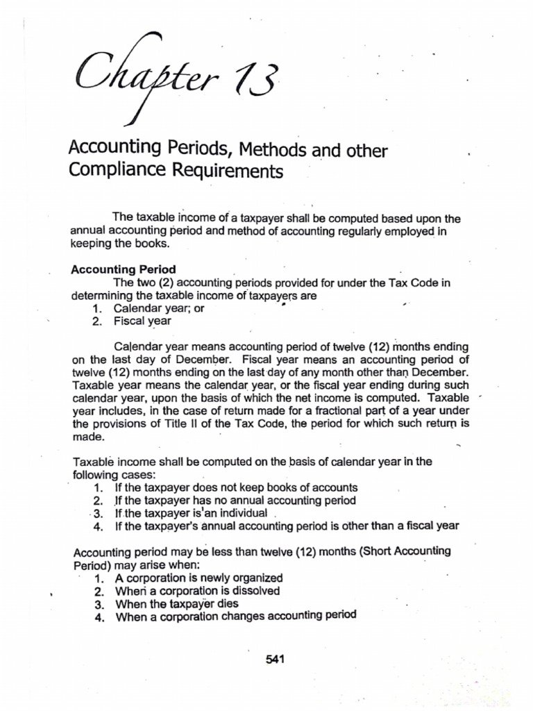Chapter 13 - Accounting Periods and Methods | PDF