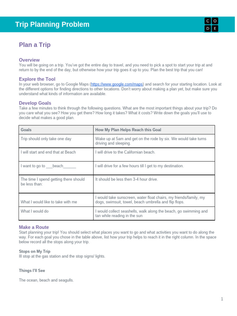 One-Day Beach Trip Planning Guide | PDF
